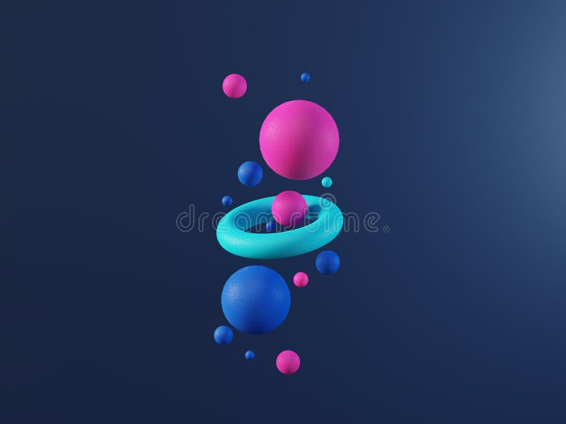 Multi Colored Abstract 3d Render Balls on Dark Blue Background. Ai, Big ...