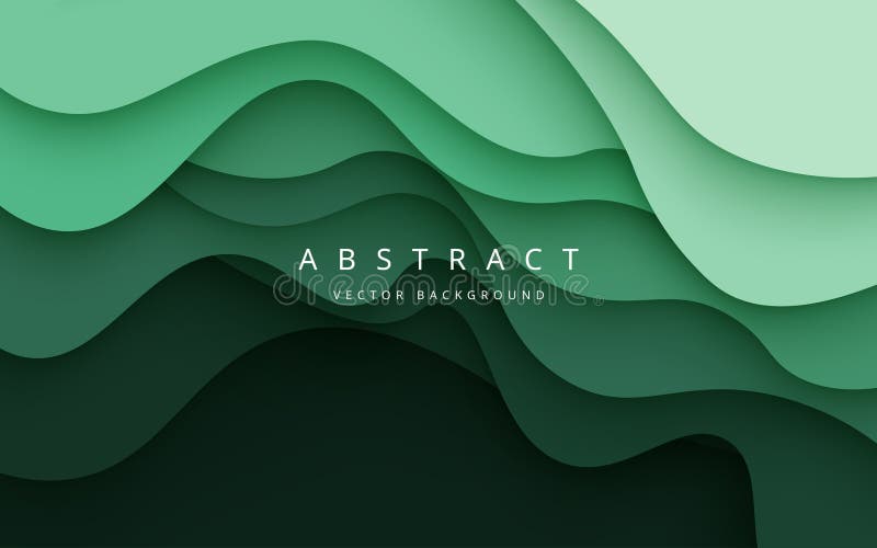 Multi Colored Abstract Green Papercut Overlap Layers Background Stock