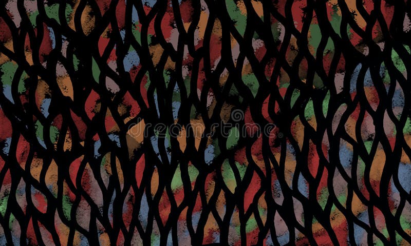 Multi-colored Abstract Pattern. Black Cells of the Stripes on a Colored ...