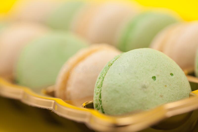 Multi-colored Almond Macaroni Biscuits Close-up in a Box Stock Photo ...