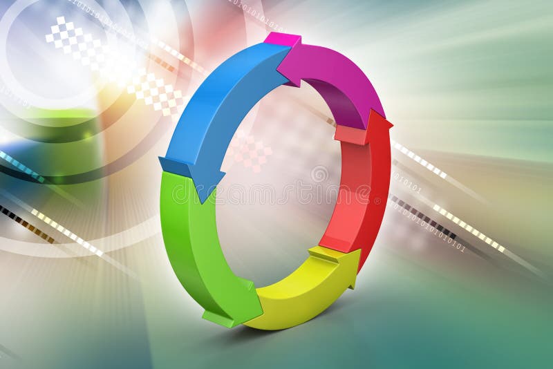 Blue Circle Chart with 4 Arrows Stock Illustration - Illustration of ...