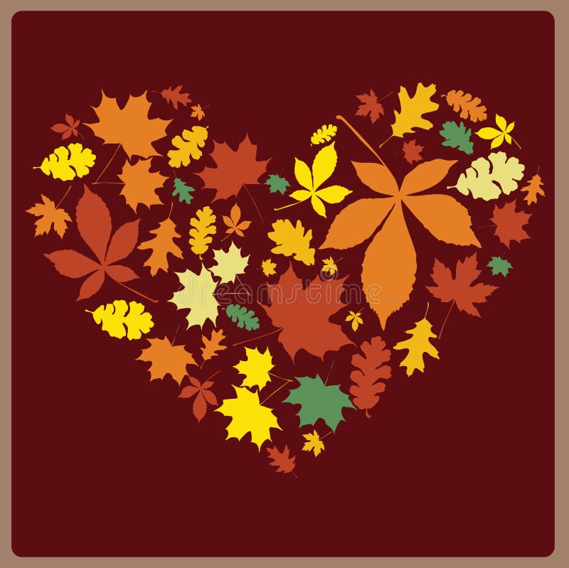Multi-colored autumn heart stock vector. Illustration of design - 27722032