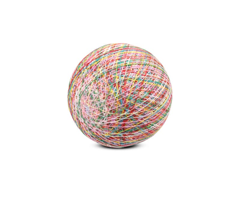 Multi-colored Ball Thread Isolated on White Stock Image - Image of ...
