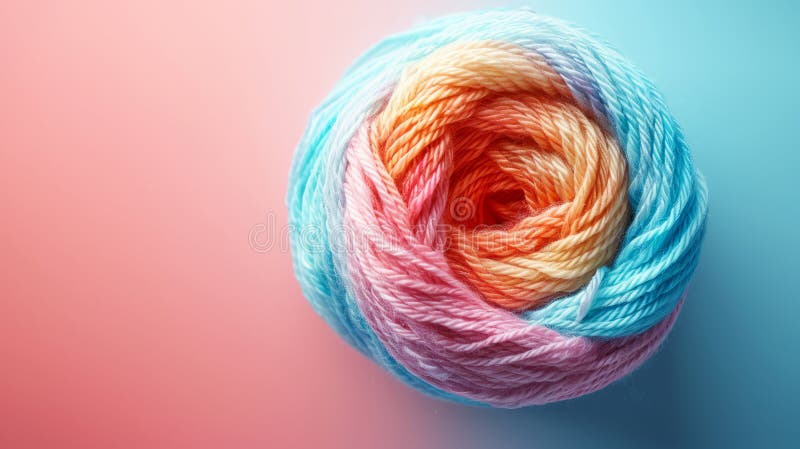 Multi-colored Ball of Yarn on a Pastel Background. Stock Photo - Image ...