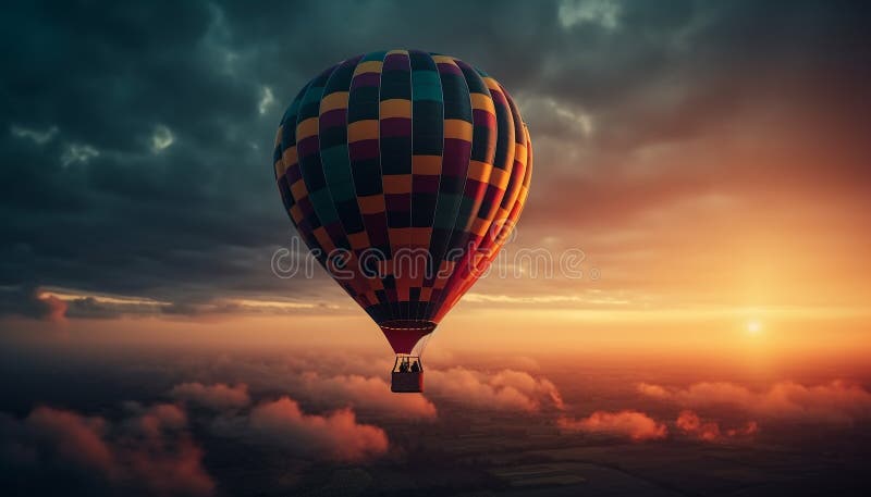 Multi Colored Balloon Flying High in Vibrant Sky Generated by AI Stock ...