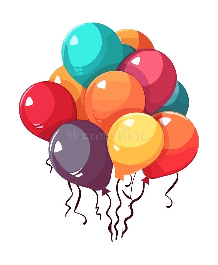 Multi Colored Balloons Flying, Celebration Fun Stock Vector ...