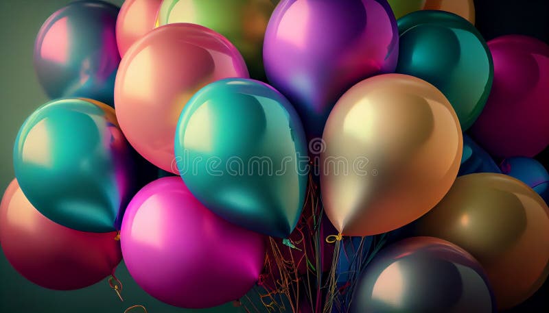 Multi Colored Balloons Flying in Cheerful Celebration Event ,generative ...