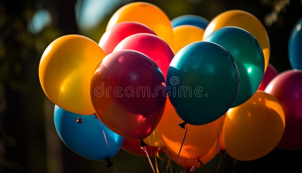 Multi Colored Balloons Flying Outdoors, Bringing Joy To the Celebration ...