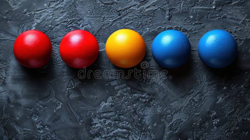 Multi-colored Balls on Gray Textured Background, Paint Samples for ...