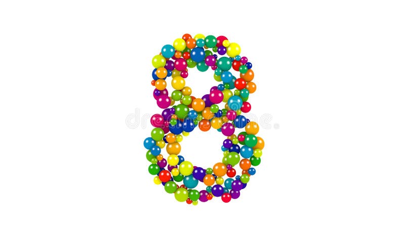 Number 8 Eight Cartoons Animation in Rotating Circle Border on Green ...