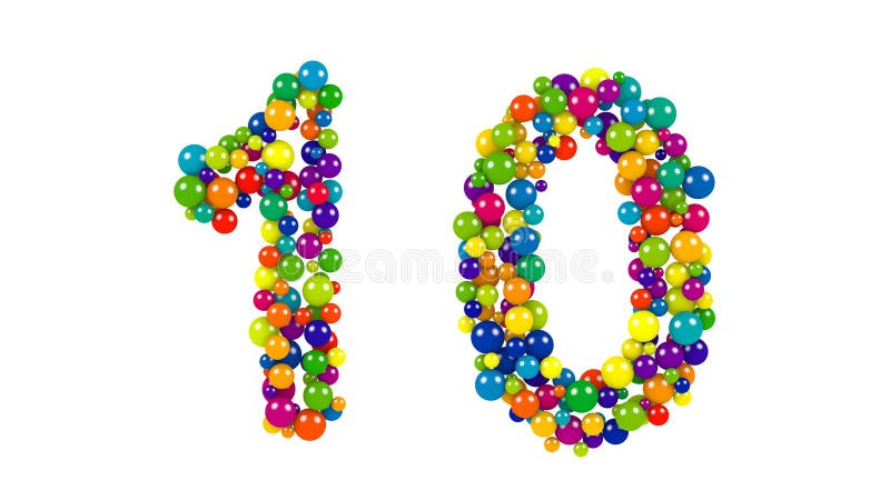 Multi-colored Balls in the Shape of Number Ten Stock Video - Video of ...