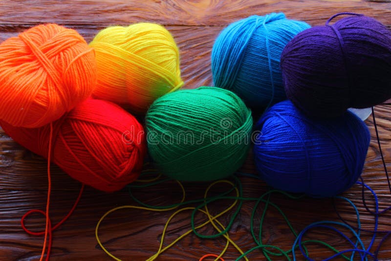 Multi-colored Balls of Yarn for Knitting Stock Photo - Image of color ...