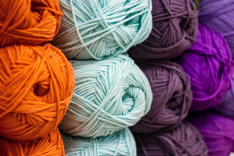 Multi-colored Balls of Yarn for Knitting. Woolen Threads for Needlework ...