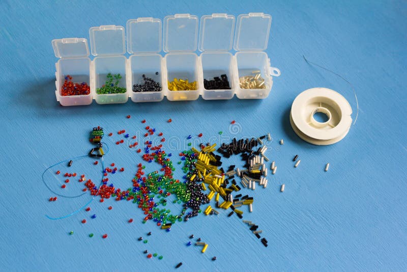 Multi-colored Beads of Different Shapes for Weaving Stock Photo - Image ...