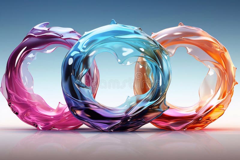 Multi-colored Beautiful Liquid Splashes on a Black Background. Wavy ...