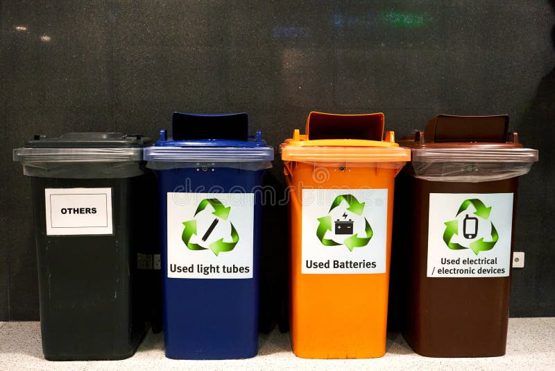 Multi-colored Bins for Environmentally Friendly Waste Sorting Inside ...