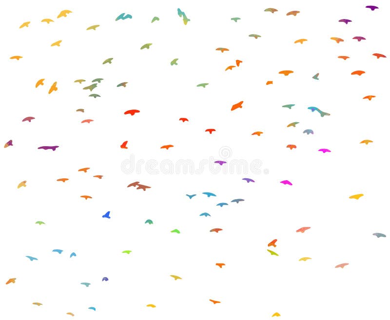 Multi-colored Birds. a Flock of Flying Rainbow Birds. Vector ...