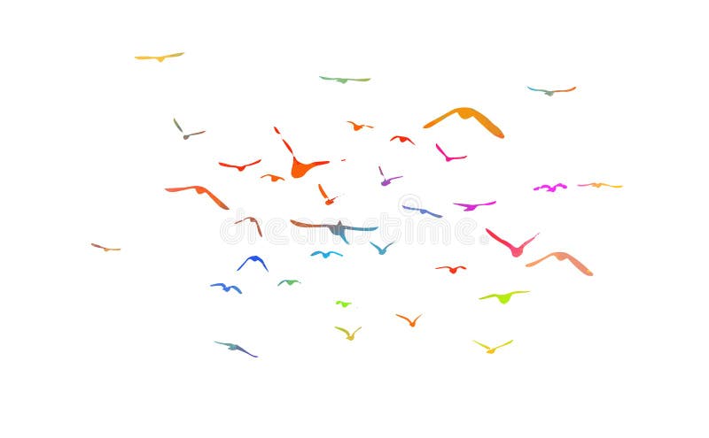 A Flock of Flying Colored Birds. Vector Illustration Stock Vector ...