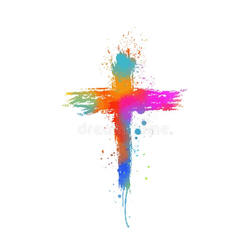 Multi-colored Cross. Cross Made of Rainbow Blots. Vector Illustration ...
