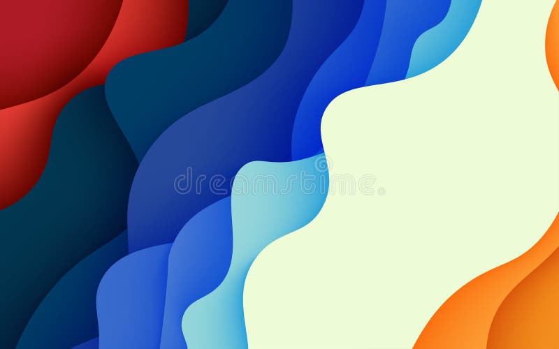 Multi Colored Blue Red Orange Overlap Layers Papercut Wavy Background ...