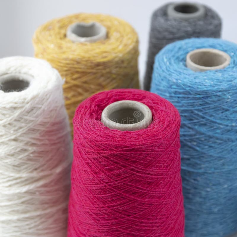 Multi-colored Bobbins of Wool Yarn for Hand and Machine Knitting Stock ...