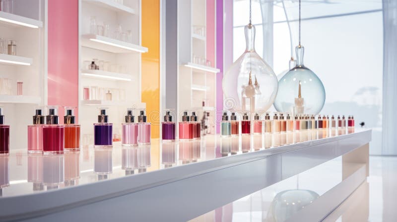 Multi-colored Bottles for Creating Fragrances. Perfume Laboratory ...