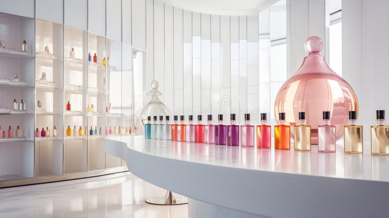 Multi-colored Bottles for Creating Fragrances. Perfume Laboratory ...