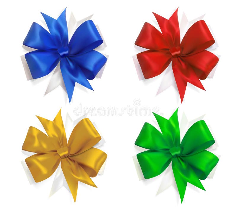Set of Colored Bows of Different Shapes Isolated on White Background ...
