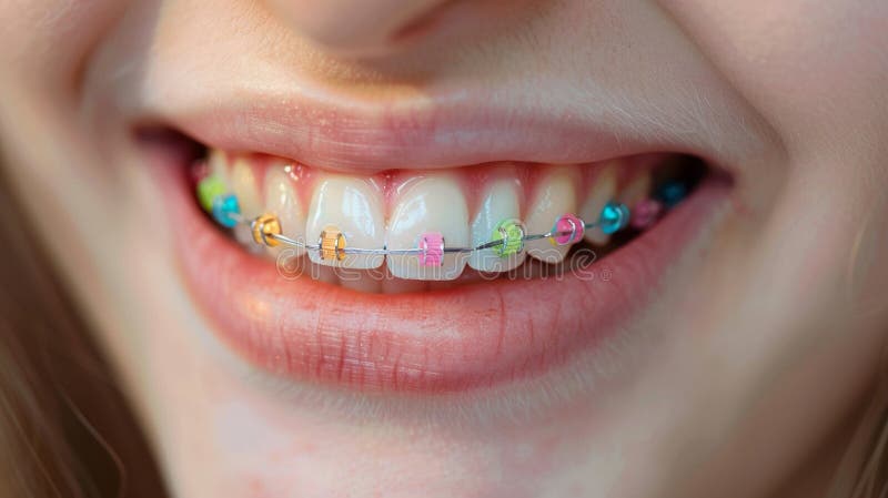 Multi-colored Braces Smile Child. Selective Focus Stock Photo - Image ...