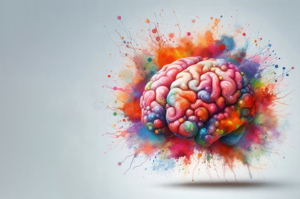 A Multi-colored Brain in a Splash of Paint. Space for Text. Stock Image ...