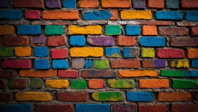 Multi-colored Brick Wall. Wallpaper Stock Illustration - Illustration ...