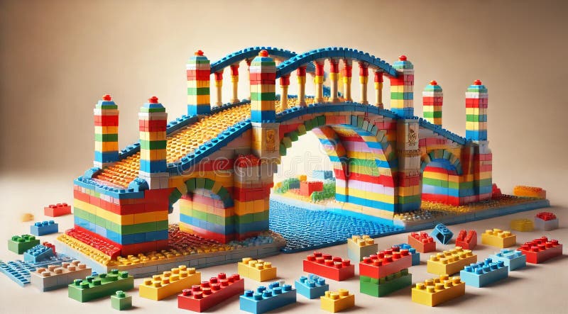 LEGO Bridge Artwork stock illustration. Illustration of bradge - 342289723