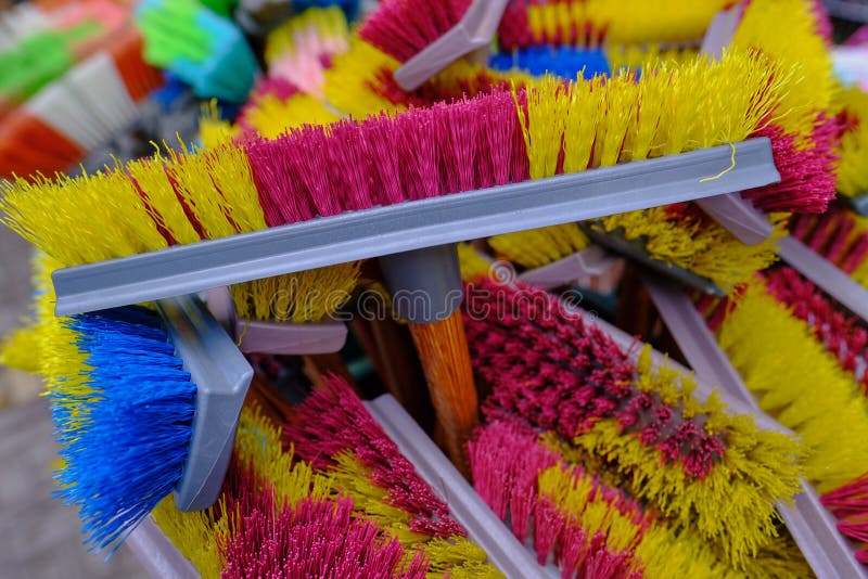 Multi-colored Bright Brushes, Mops for Manual Cleaning of Premises from ...