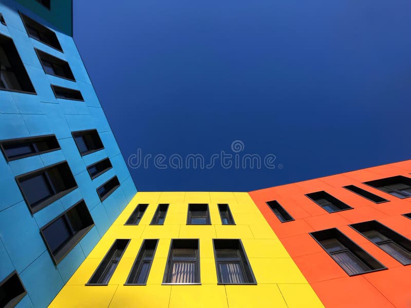 Multi-colored Facades of a Modern Building. Stock Photo - Image of ...