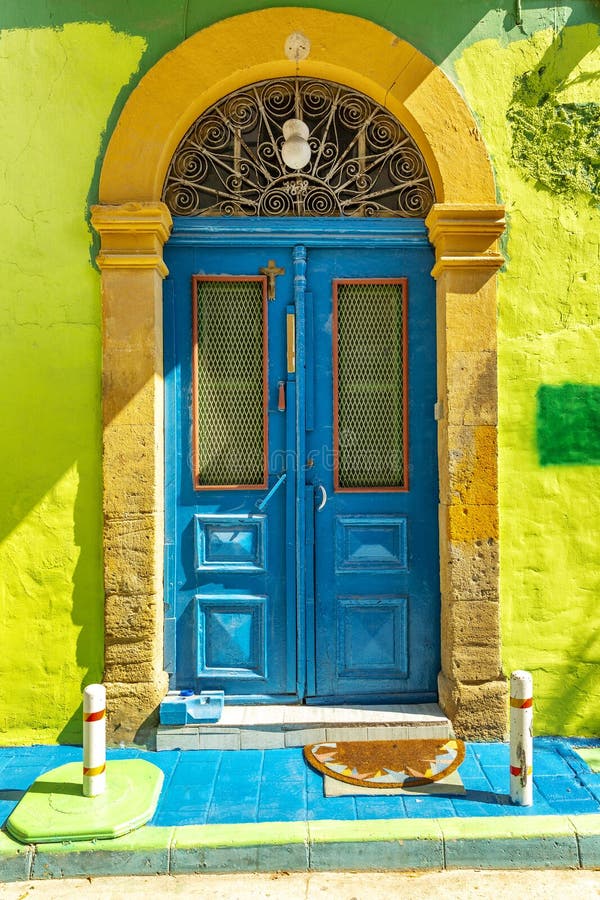 Multi-colored Bright Old Wooden Door Stock Photo - Image of color ...