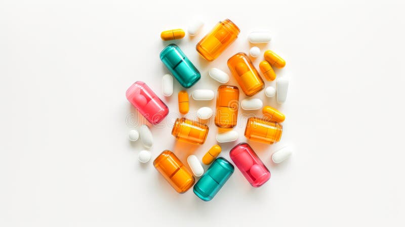 Multi-colored Bright Tablets on a White Background. Stock Illustration ...