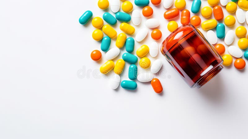 Multi-colored Bright Tablets on a White Background. Stock Illustration ...