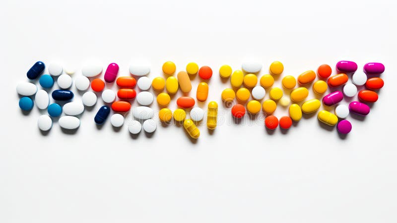 Multi-colored Bright Tablets on a White Background. Stock Illustration ...
