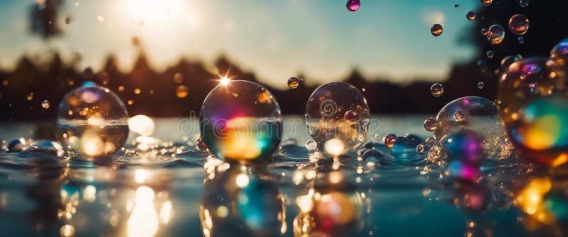 Multi-colored Bubbles in Water. Abstract for Background. AI Generation ...