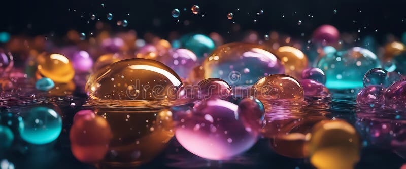 Multi-colored Bubbles in Water. Abstract for Background. AI Generation ...