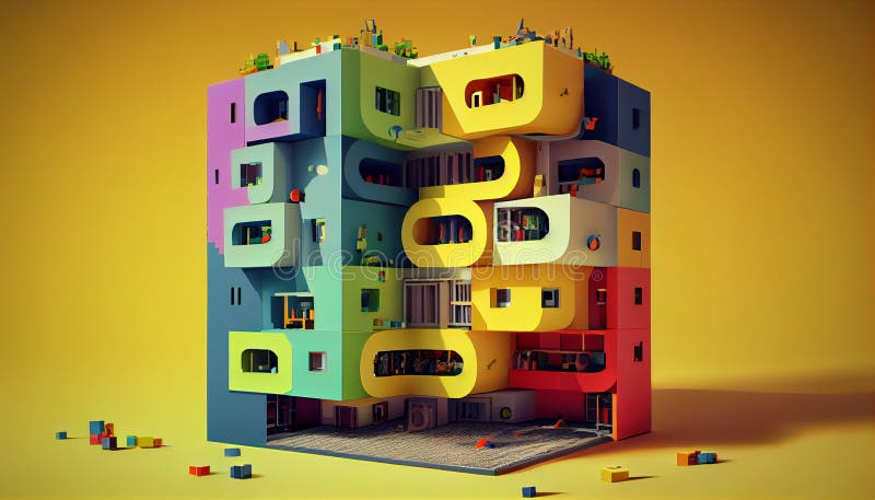 Multi Colored Building Modern Style ,generative AI Stock Illustration ...
