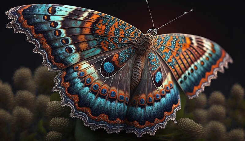 Multi Colored Butterfly in Abstract, Blue Background ,generative AI ...