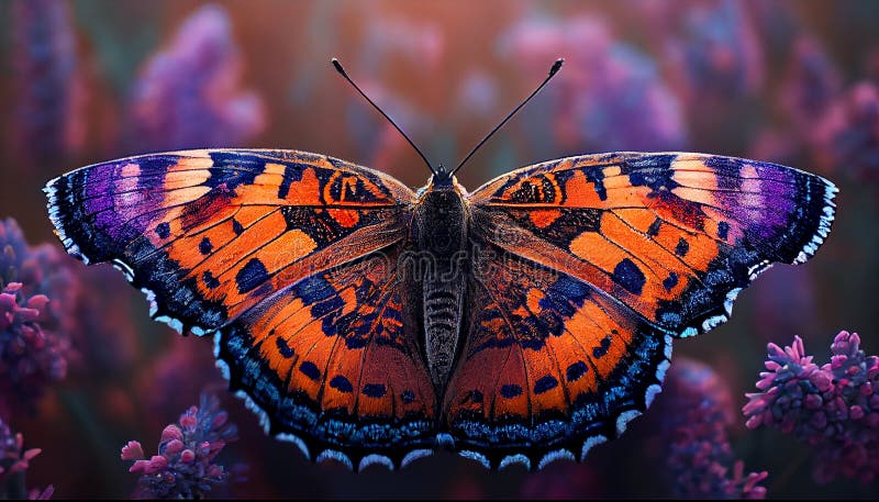 Multi Colored Butterfly in Nature, Macro Shot ,generative AI Stock ...