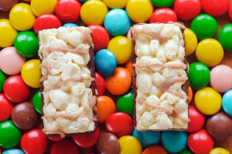 Multi-colored Candies and Two Cakes Stock Image - Image of foodstuff ...