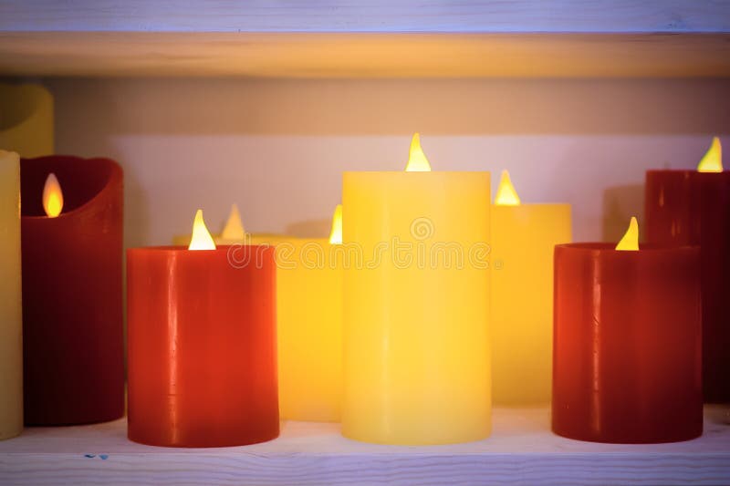 Multi-colored Candles are Arranged in a Single Row. Stock Image - Image ...