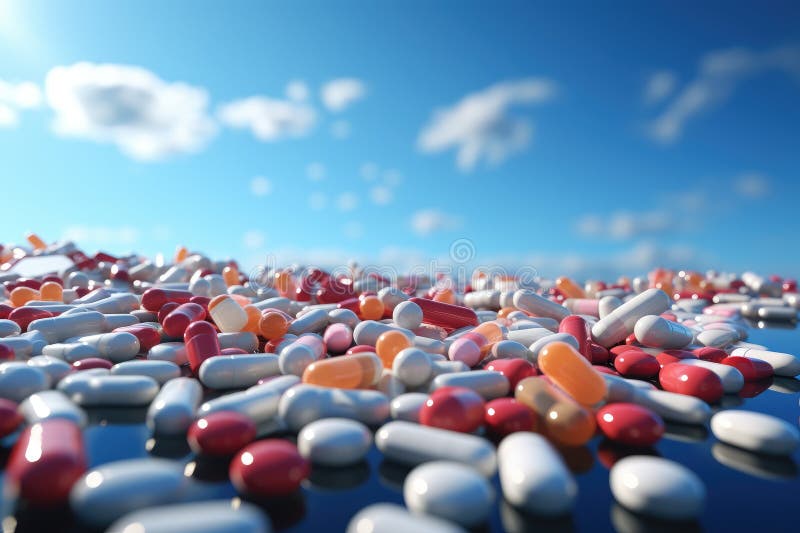 Multi-colored Capsules and Dragees are Illuminated by the Sun Against ...