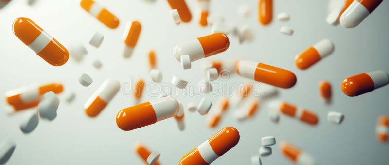 Multi-colored Capsules are Suspended Above a Surface, Illustrating the ...