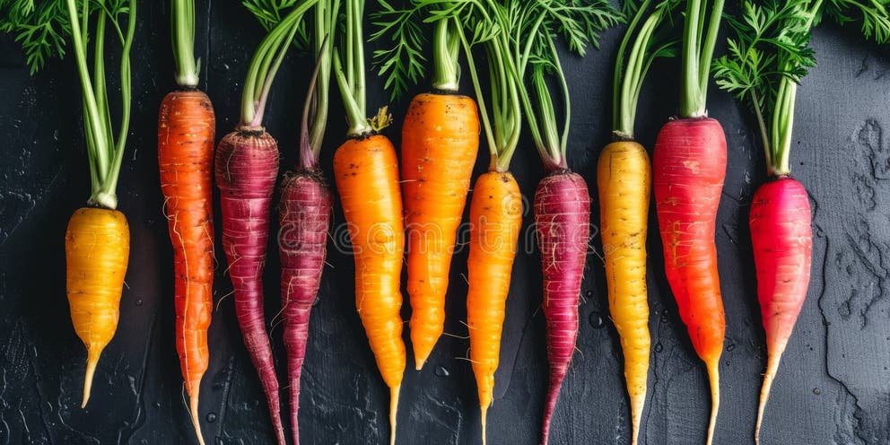 Multi-colored Carrots with Top. Gen Modified Vegetables Created with ...