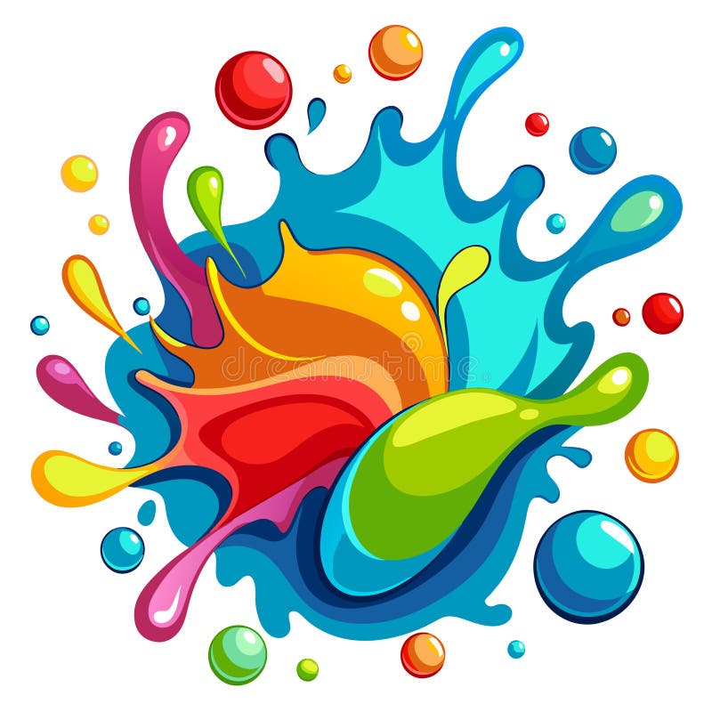 Multi-colored Cartoon Drops of Splashes Fly To the Sides Stock ...