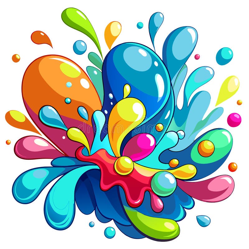 Multi-colored Cartoon Drops of Splashes Fly To the Sides Stock ...